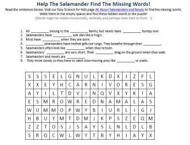 Salamanders and Newts - Download FREE Printable Reading Comprehension ...